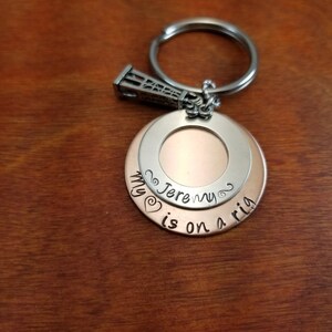 Oilfield Wife Key Chain, My Heart is on the Rig, Roughneck Keychain ...