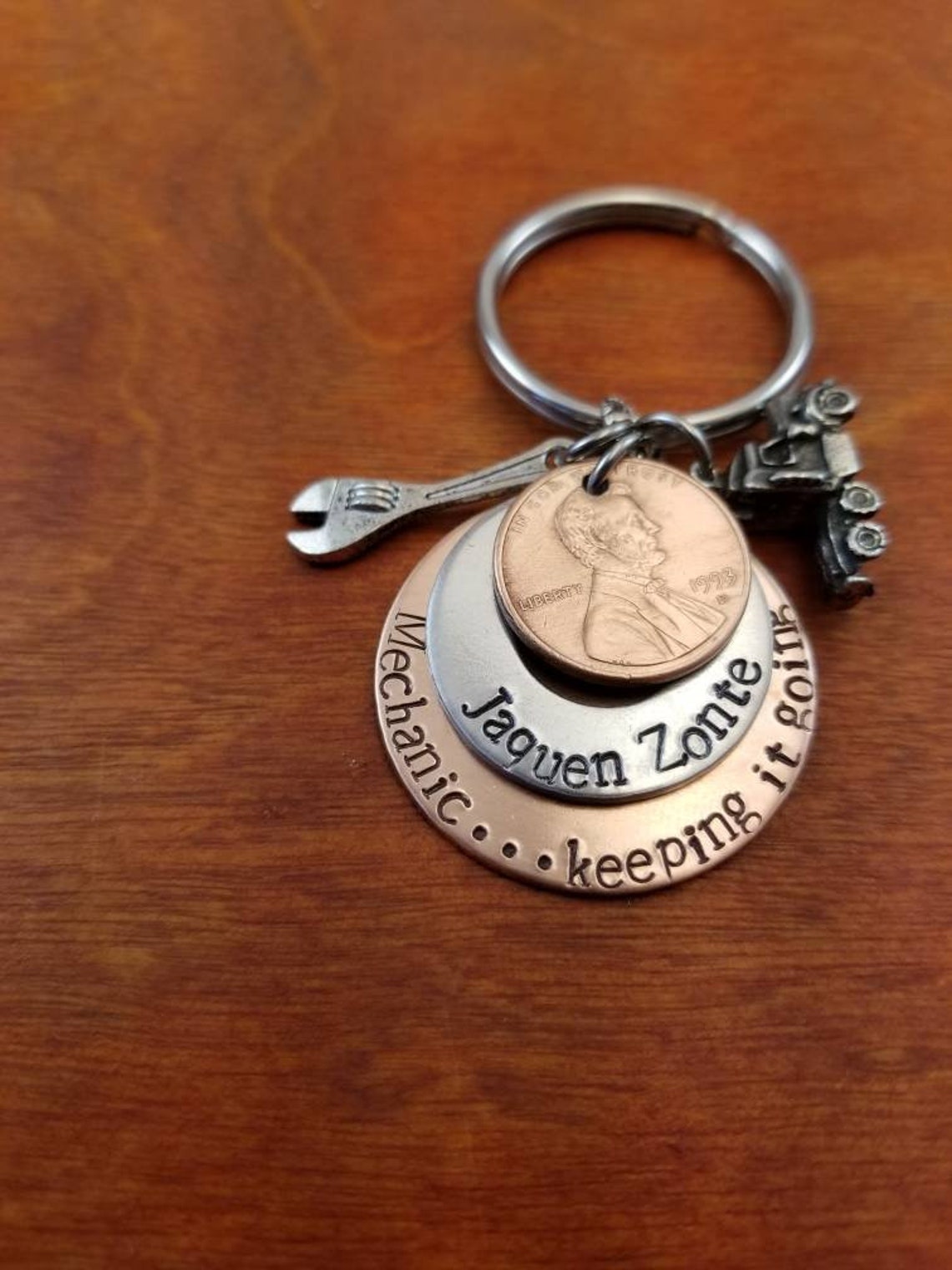 Mechanic Key Chain, Keeping It Going, Gift for a Mechanic, Hand Stamped ...