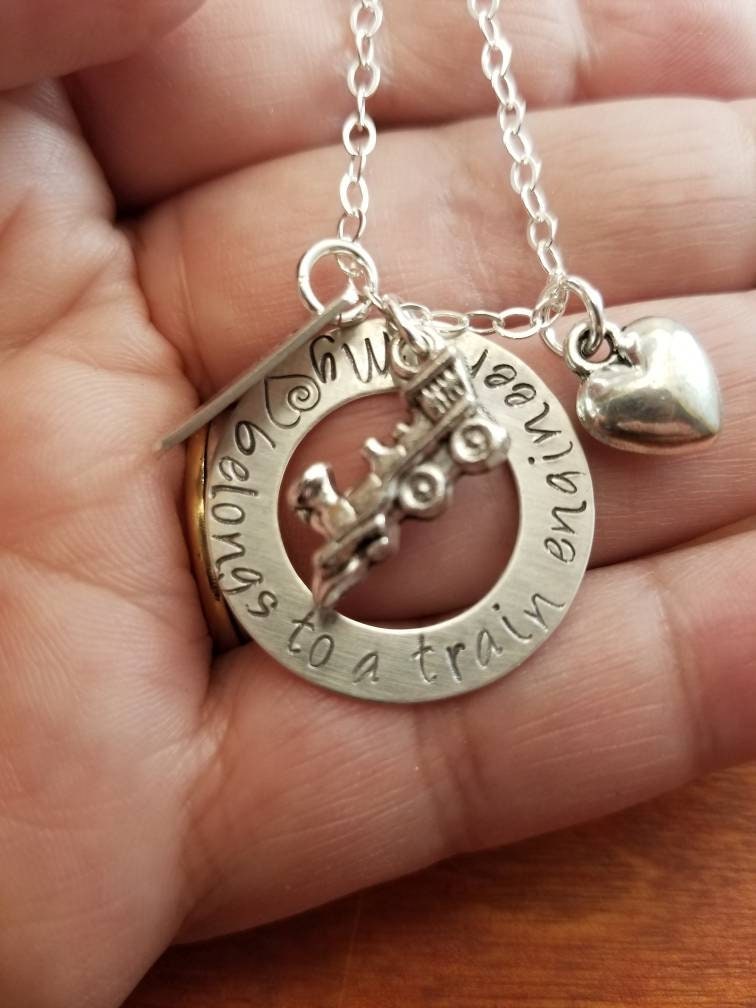 Train engineer wife necklace My heart belongs to a train | Etsy