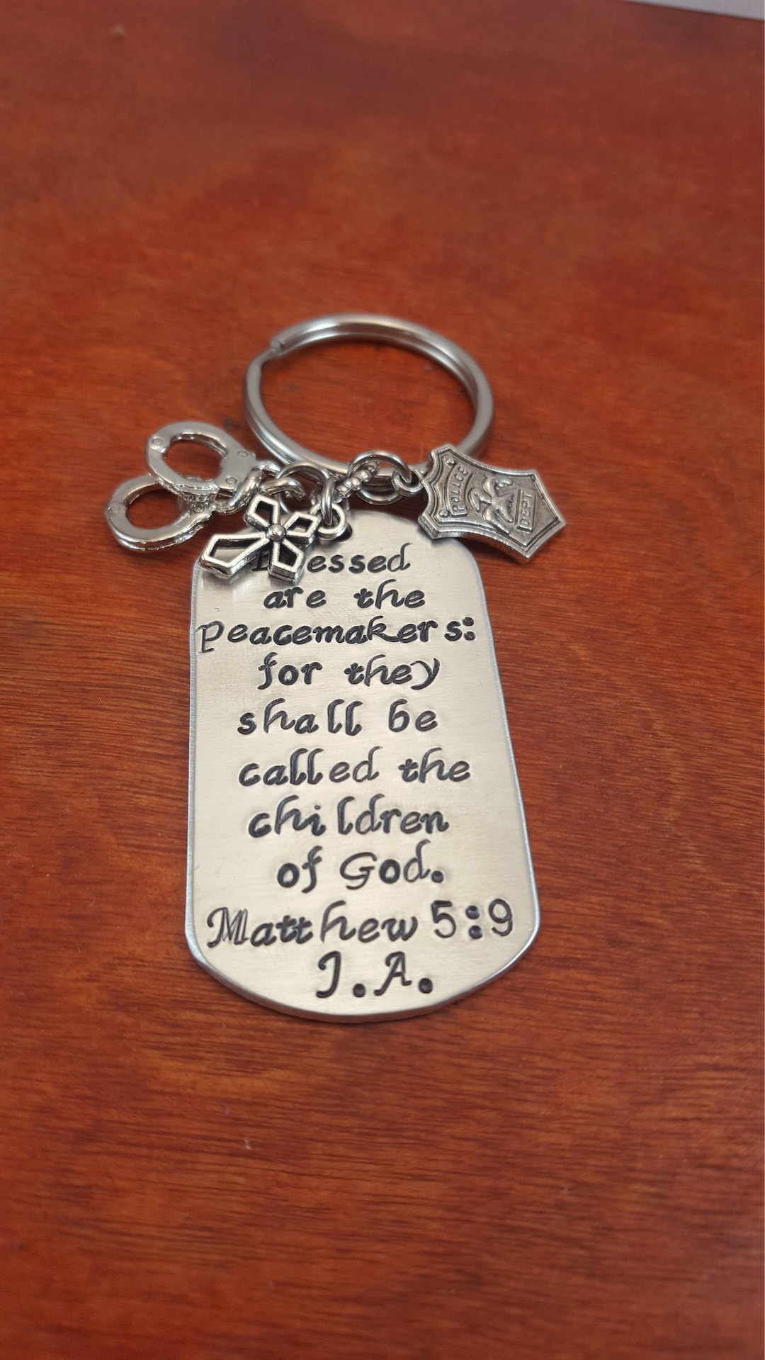 Blessed Peacemakers Police Officer Key Chain, Matthew 5 9, State ...
