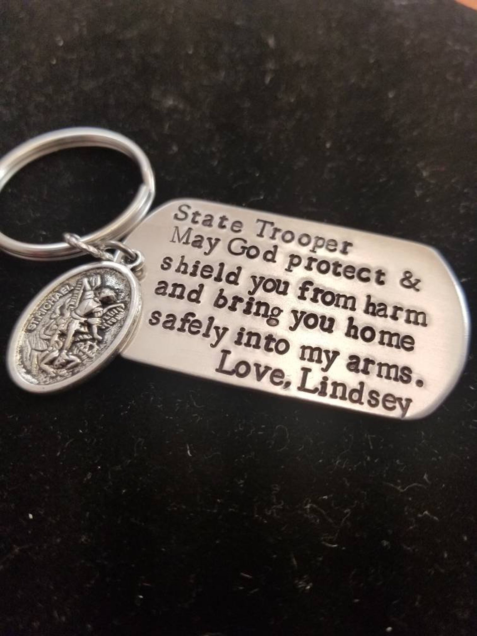 Police Officer St. Michael Prayer Key Chain State Trooper | Etsy