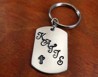 Personalized Hand Stamped Church Key Chain Christian - Etsy