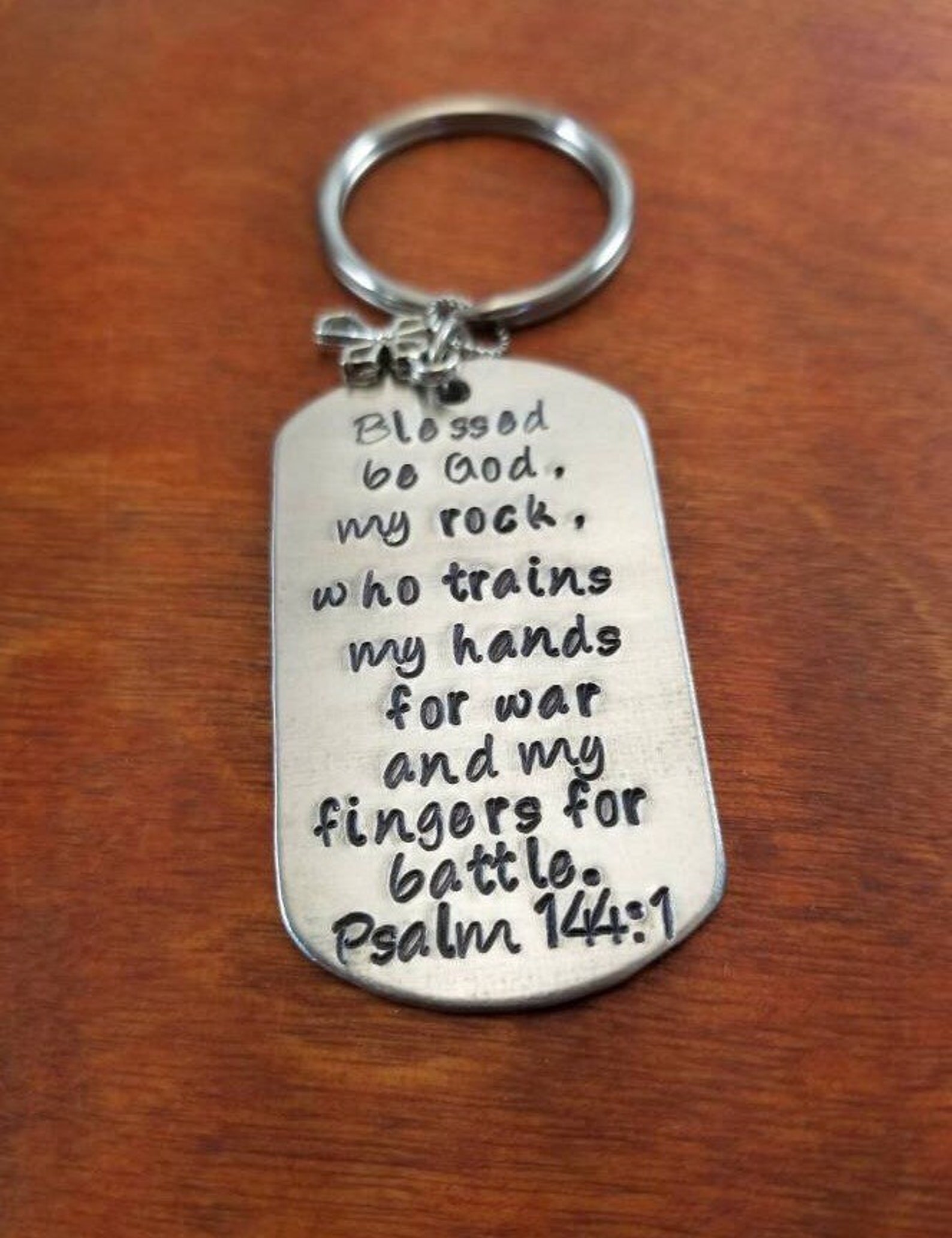 Police Prayer Key Chain Blessed Be God My Rock Military | Etsy