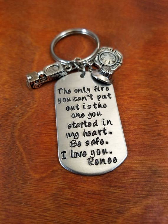 Personalized Firefighter Keep Him Safe Key Chain | Etsy