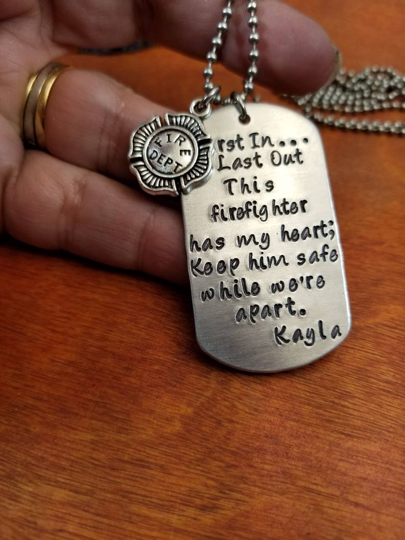 Firefighter Keep Him Safe Key Chain, First in Last Out Fireman Gift ...