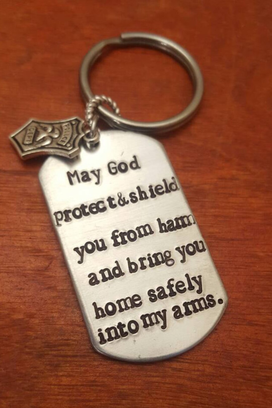 Police Prayer Keychain, Protect and Shield, Thin Blue Line, Keep Him ...