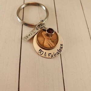 50th Birthday Penny Celebration Key Chain - Etsy