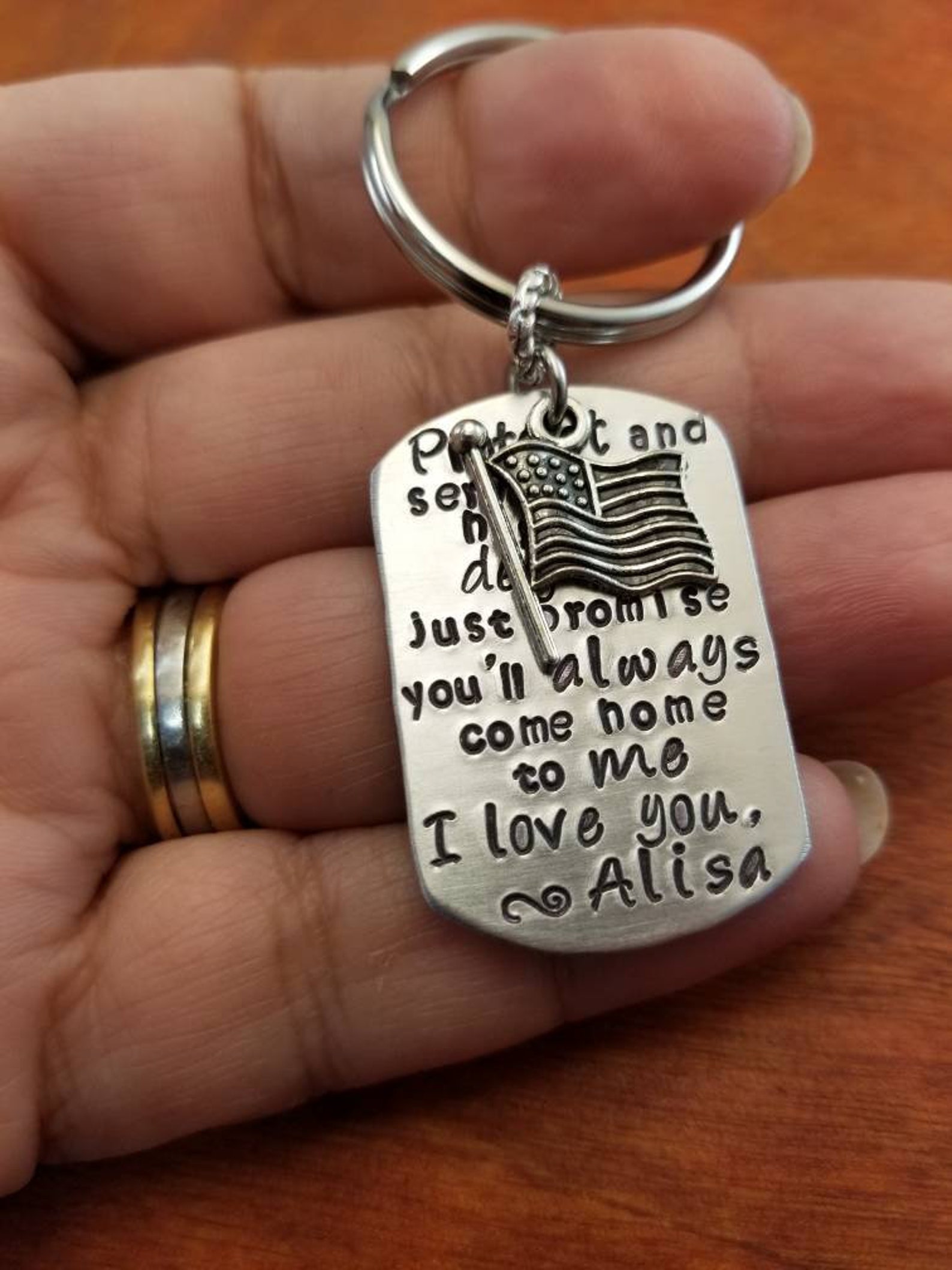 Military Deployment Key Chain, Protect and Serve Deployed Soldier ...