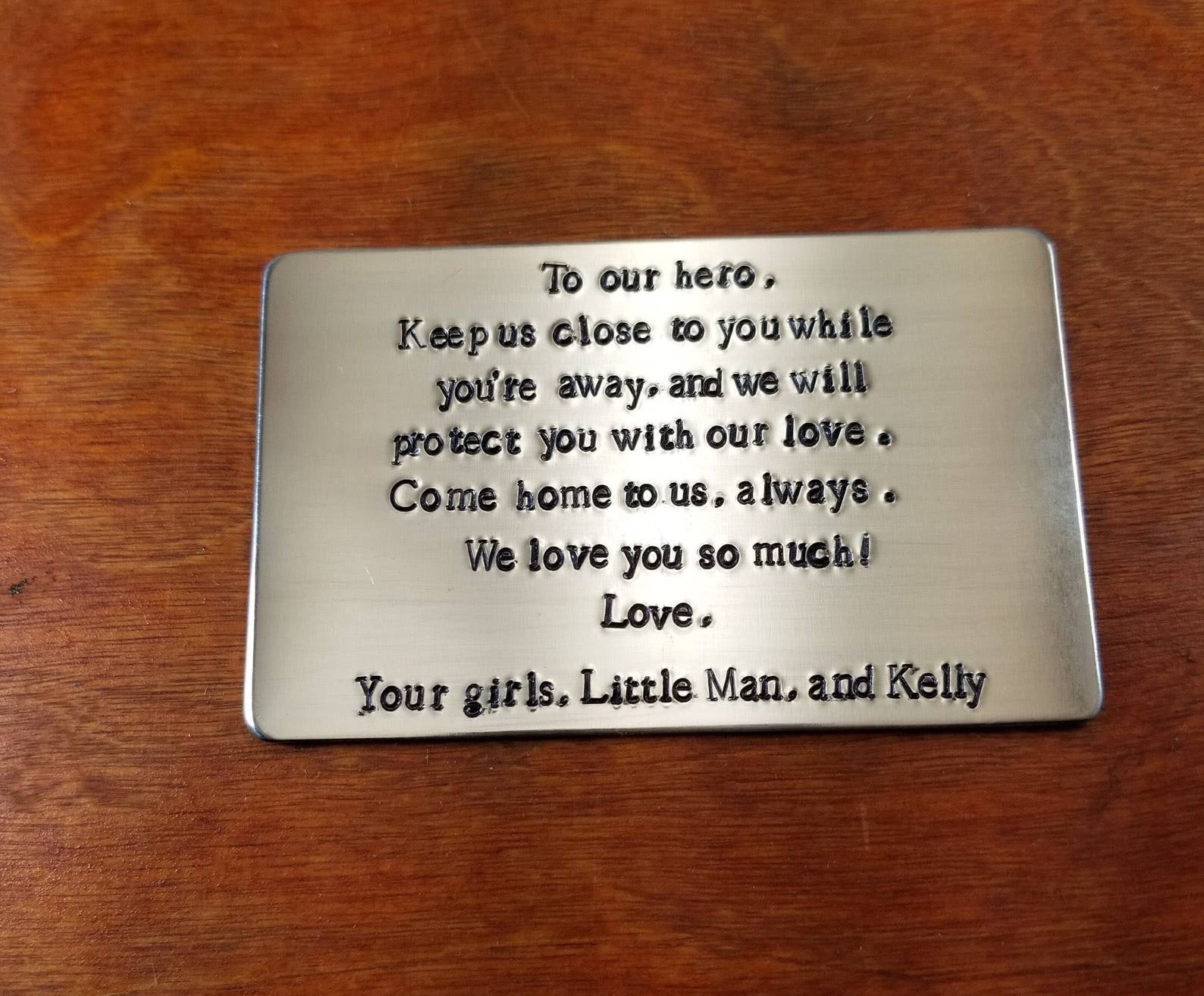 To Our Hero Aluminum Wallet Insert, Keep Him Safe, Police, Firefighter ...