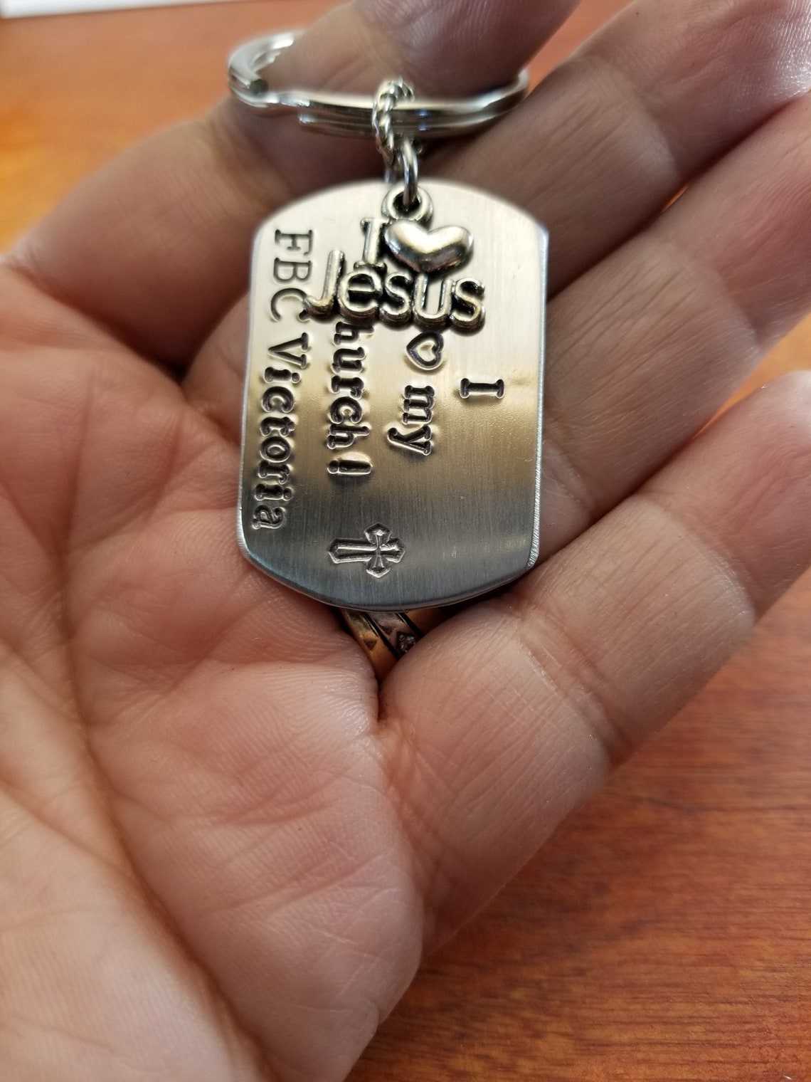Personalized Hand Stamped Church Key Chain, Christian, Religious Gift ...