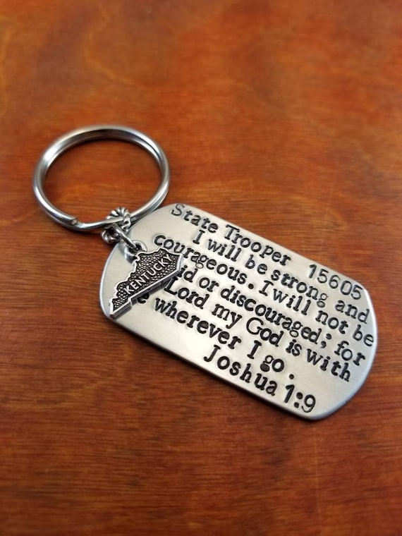 Kentucky State Trooper Key Chain Joshua 1:9 State Trooper - Etsy