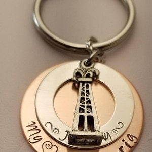 Oilfield Wife Key Chain, My Heart is on the Rig, Roughneck Keychain ...