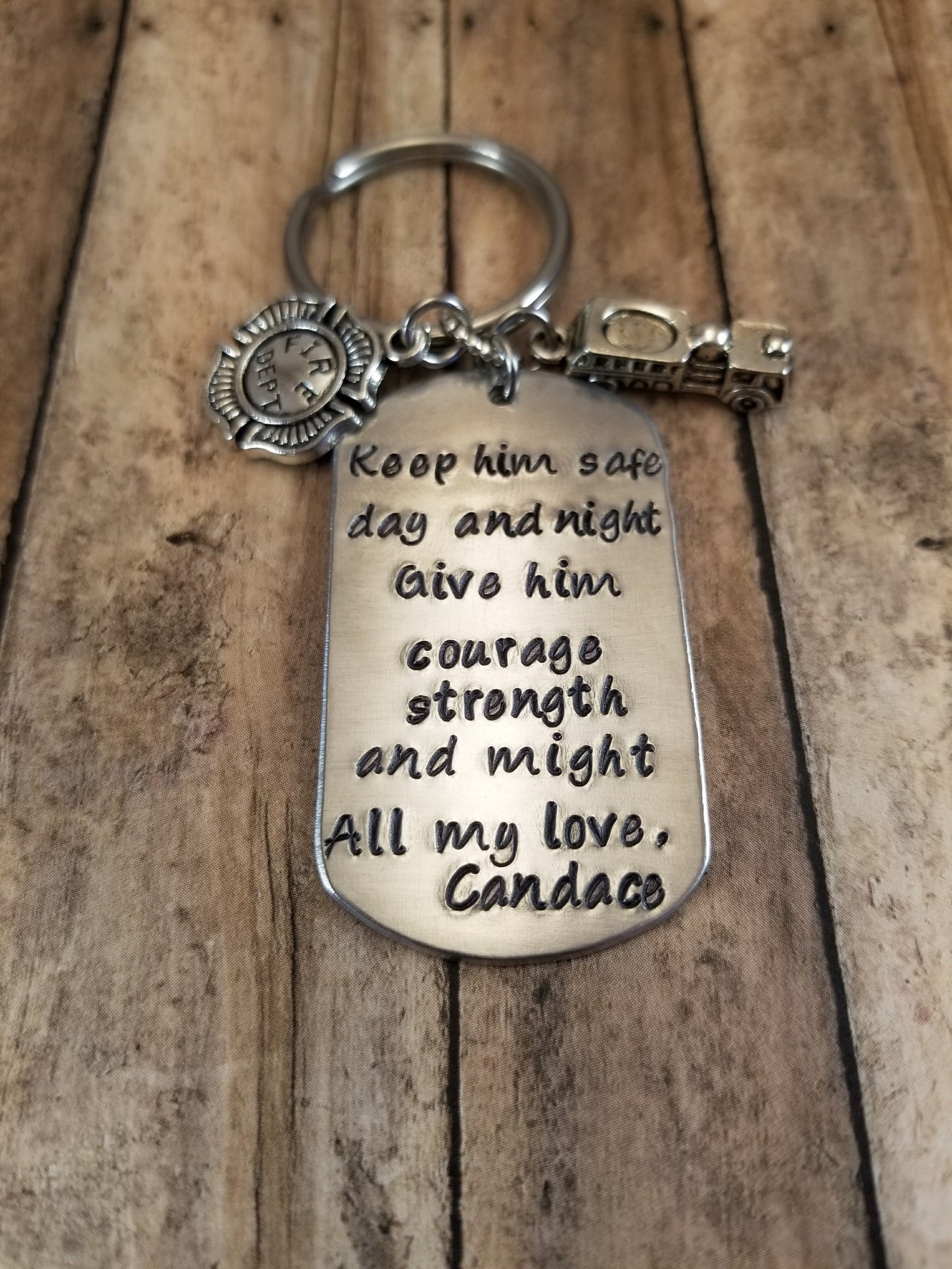 Fireman Keep Him Safe Key Chain, Keep Him Safe Day and Night ...