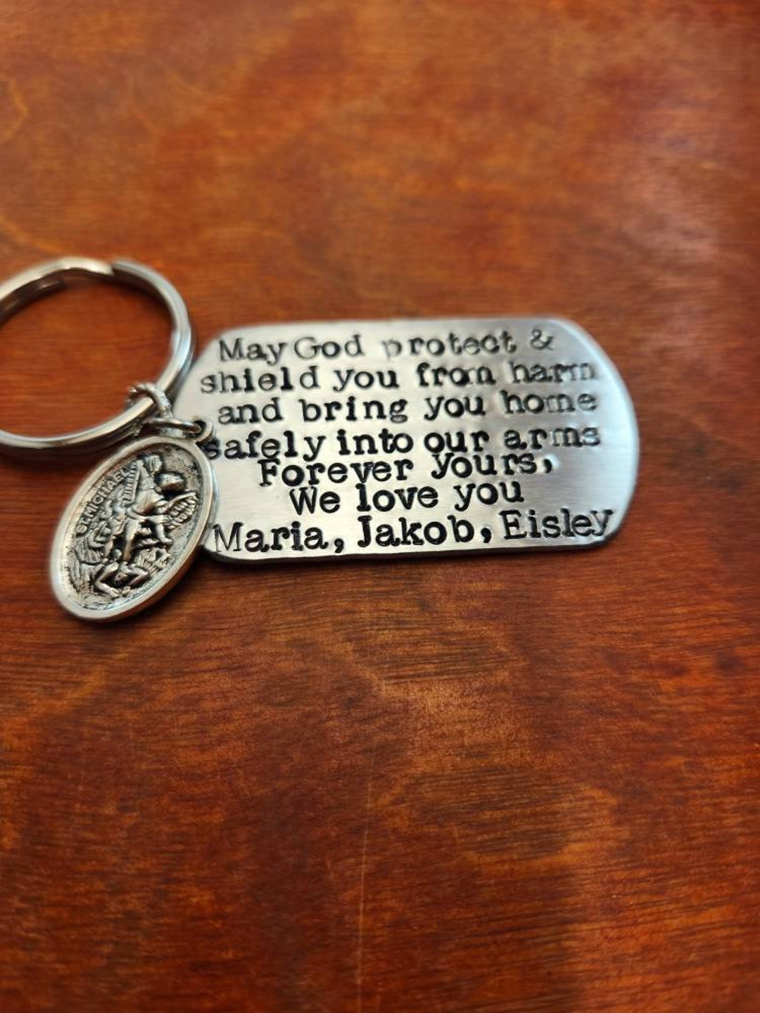 St. Michael Prayer Key Chain, Personalized Hand Stamped - Etsy