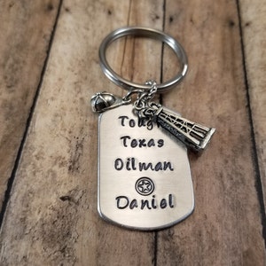 Texas Oilfield Key Chain, Tough Texas Oilman, Oilfield Gift Oil Field ...