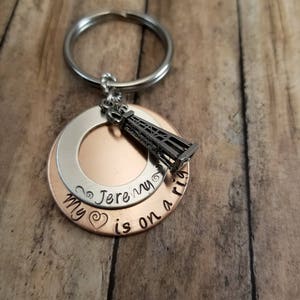 Oilfield Wife Key Chain, My Heart is on the Rig, Roughneck Keychain ...