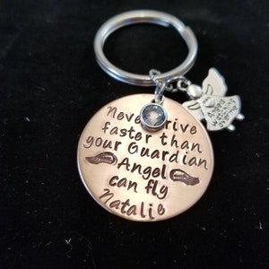 Guardian Angel New Driver Key Chain, Personalized Hand Stamped Angel ...