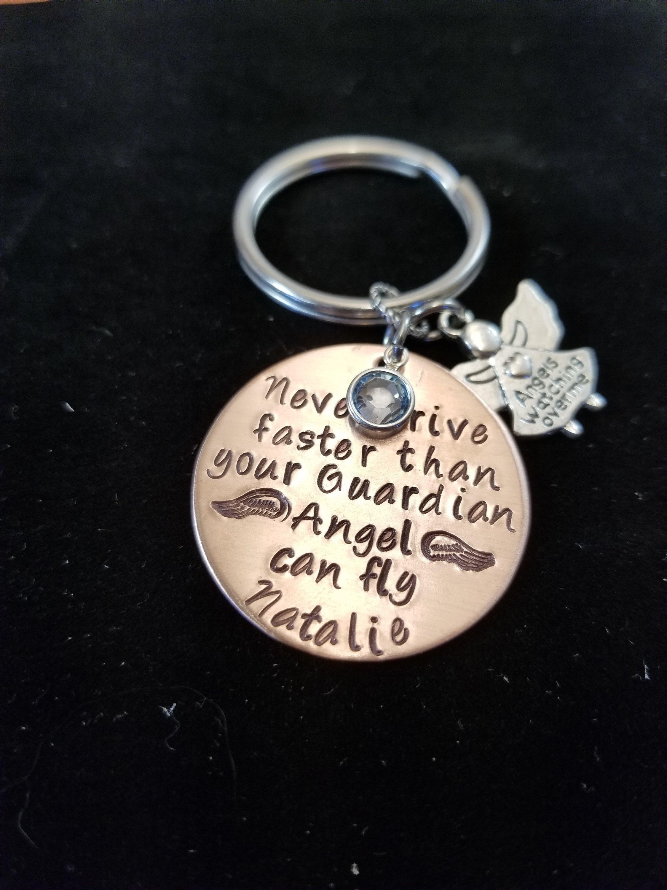 Guardian Angel New Driver Key Chain, Personalized Hand Stamped Angel ...