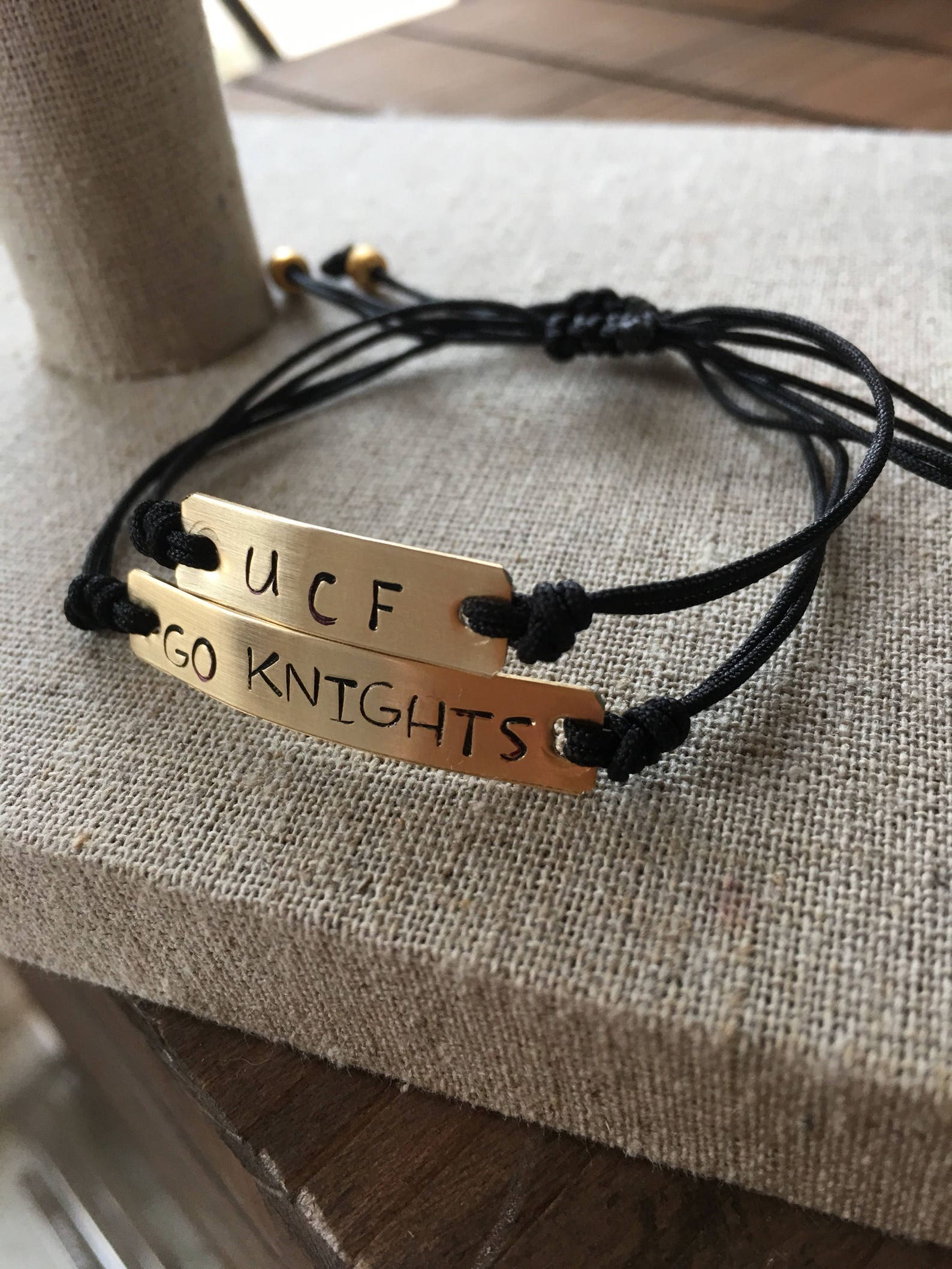 U C F / Go Knights / Hand Stamped Bar on Adjustable Dainty | Etsy