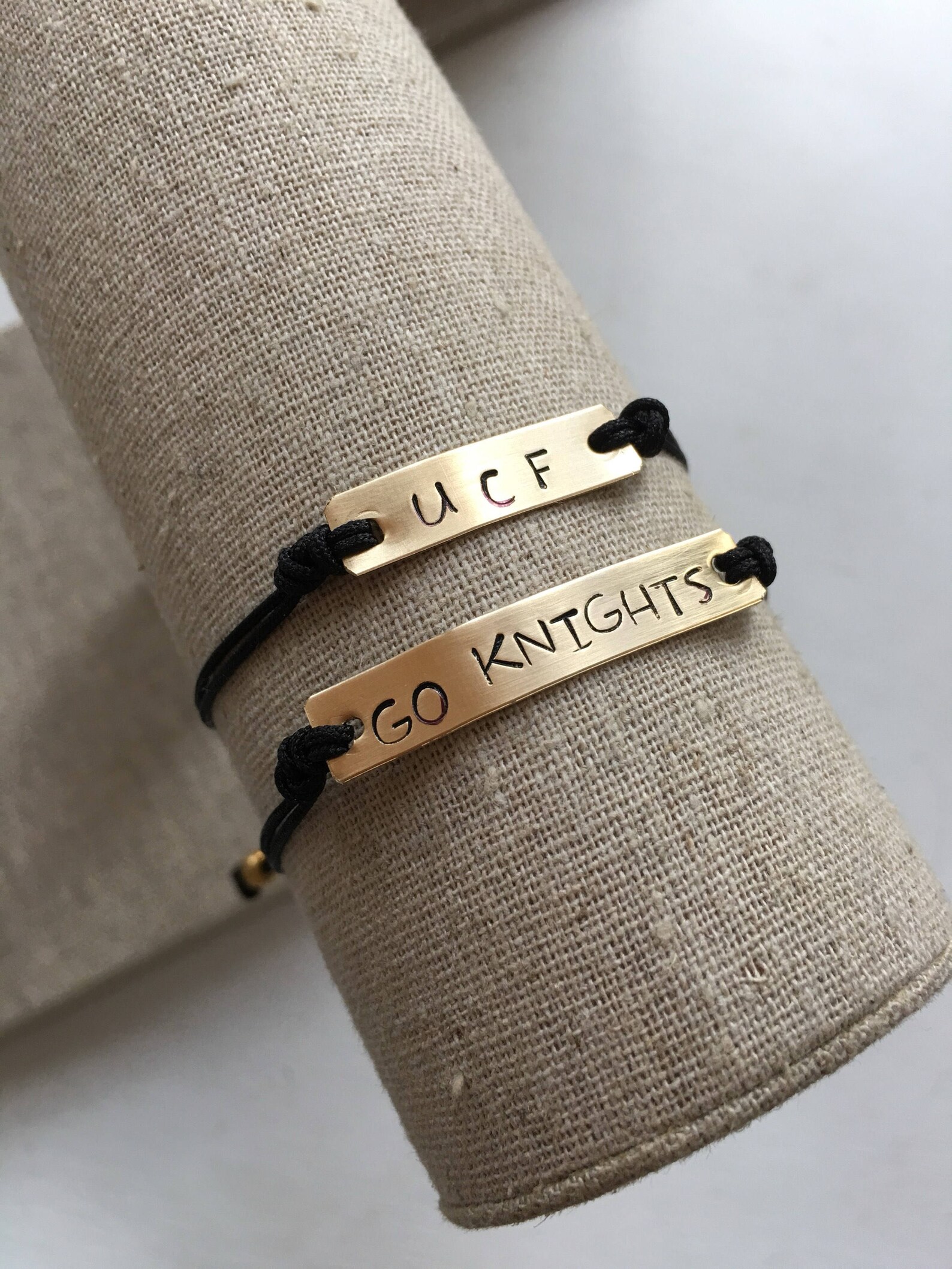 U C F / Go Knights / Hand Stamped Bar on Adjustable Dainty | Etsy