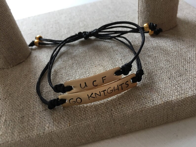 U C F / Go Knights / Hand Stamped Bar on Adjustable Dainty | Etsy
