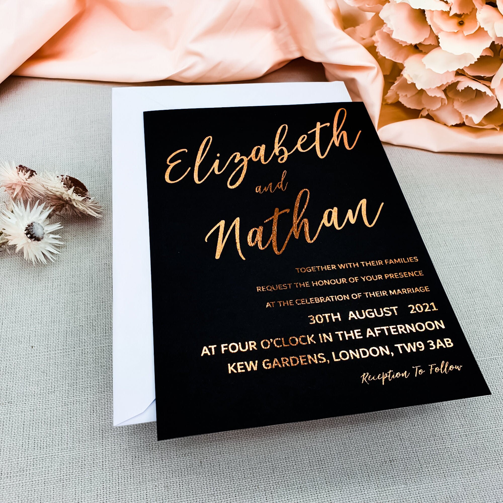 Wedding Invitation Black Card Wedding Invitations Luxury | Etsy