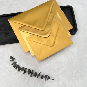 Metallic Gold Envelopes C6, 5x7 or C5, Luxury Gold Wedding Invitations ...
