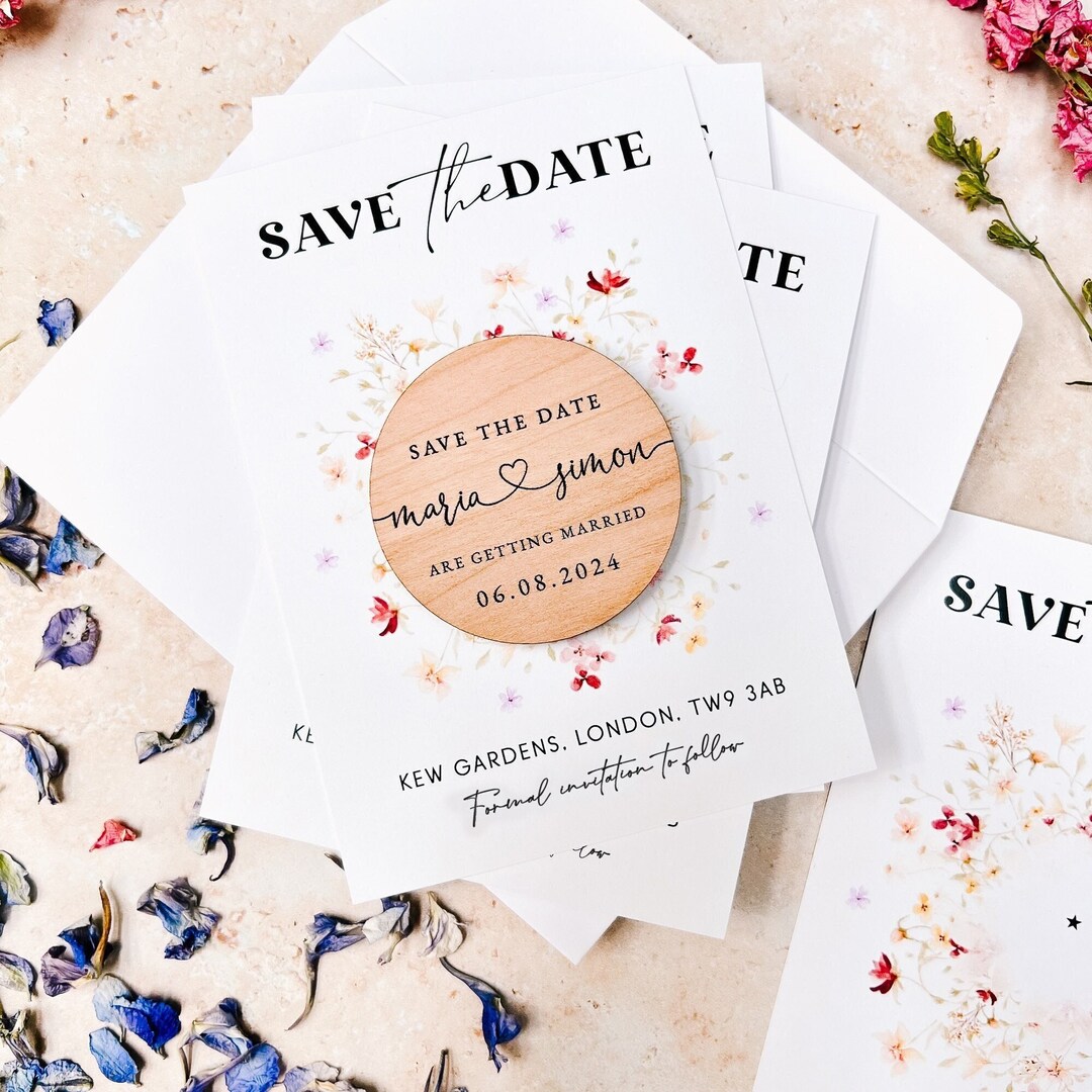 Save the Date Magnet With Cards Wildflower Floral Wedding Magnets ...
