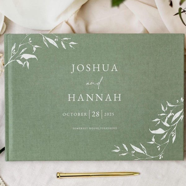Linen Guest Book - Etsy