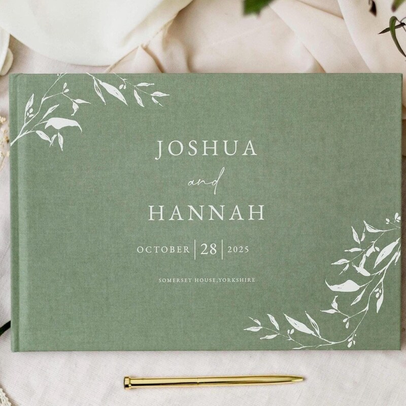 Linen Guest Book - Etsy