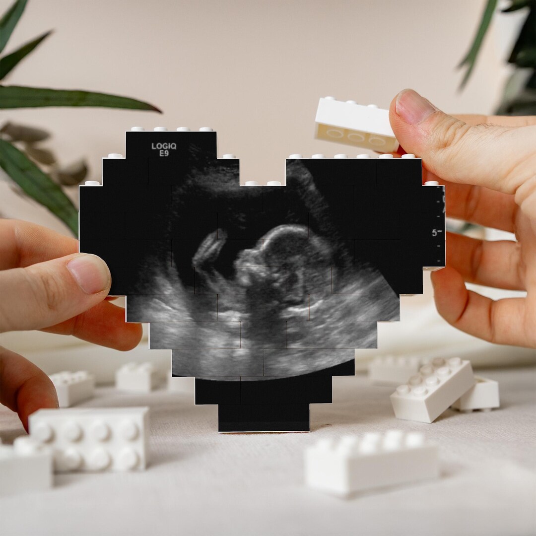 Personalised Baby Scan Gift, Photo Building Block Heart Keepsake for ...