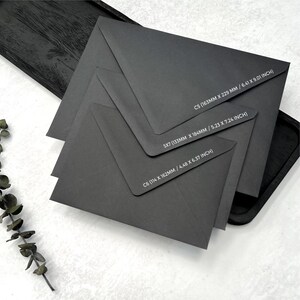 Pristine Black Envelopes C6, 5x7 or C5, Luxury Ebony Wedding ...
