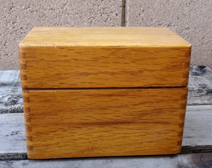 Vintage Oak Wooden Card File Box Recipe Box Dove Tail - Etsy