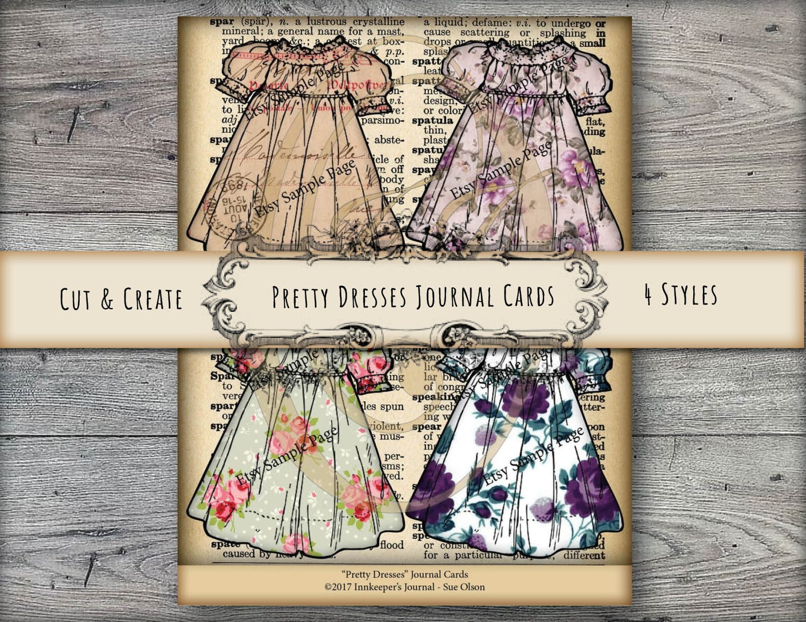 Printable Pretty Dresses Journal Cards for Journals Planners Bridesmaid ...