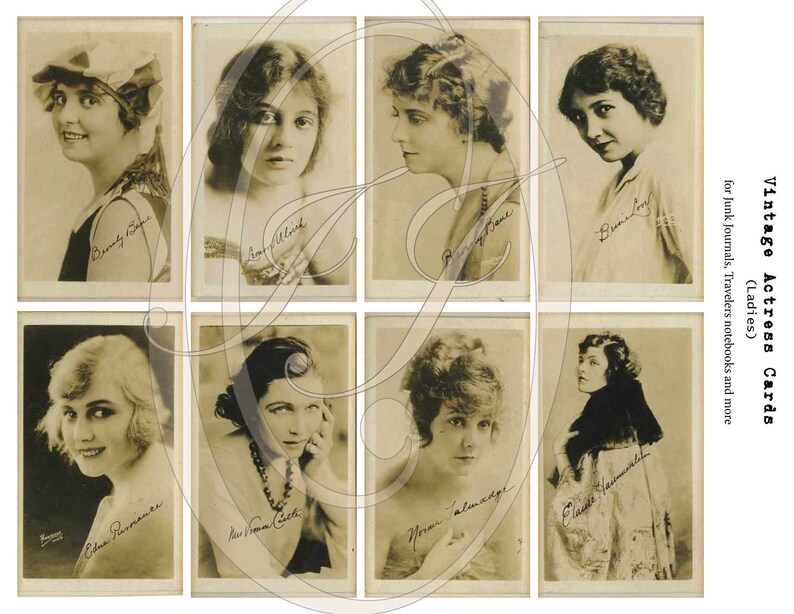 Vintage Actress Cards Printable | Etsy