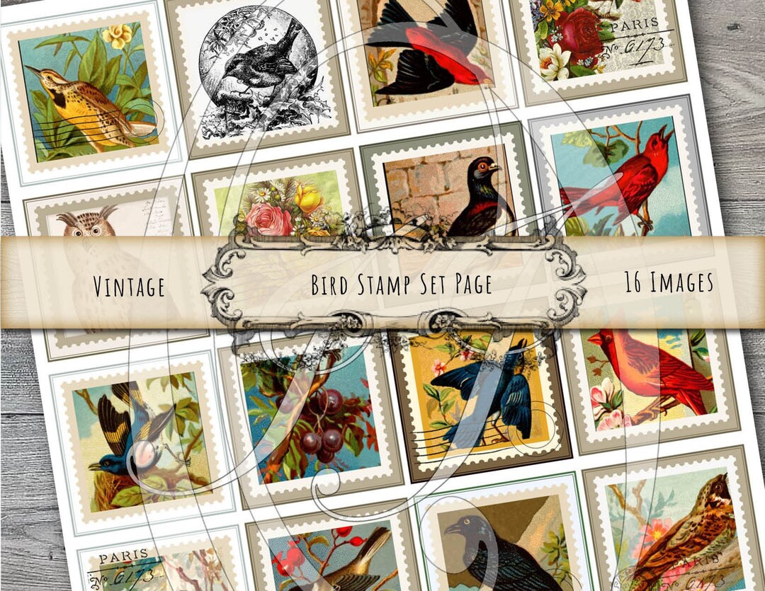 Two Inch Bird Stamps Set for Creating Scrap Clusters Small Tags for ...