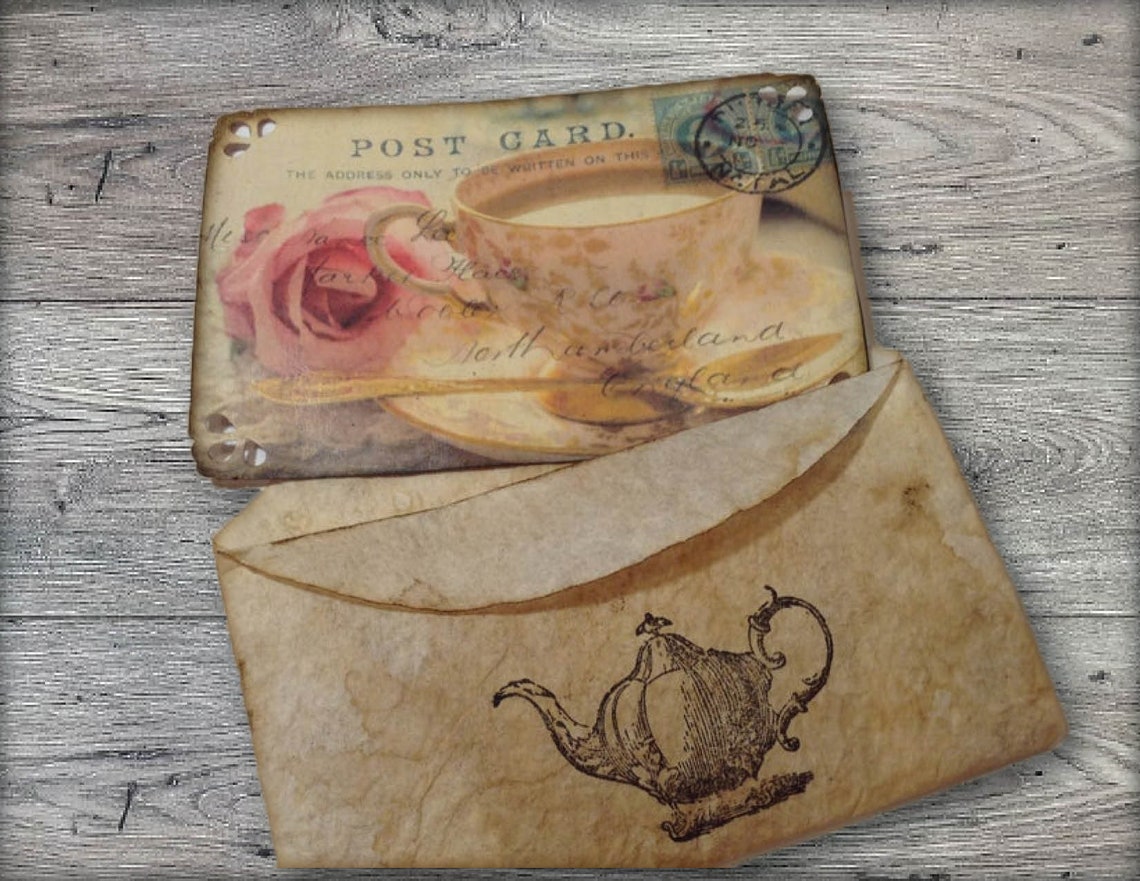 Coffee Filter Envelope With Tea Cup Journal Card for | Etsy