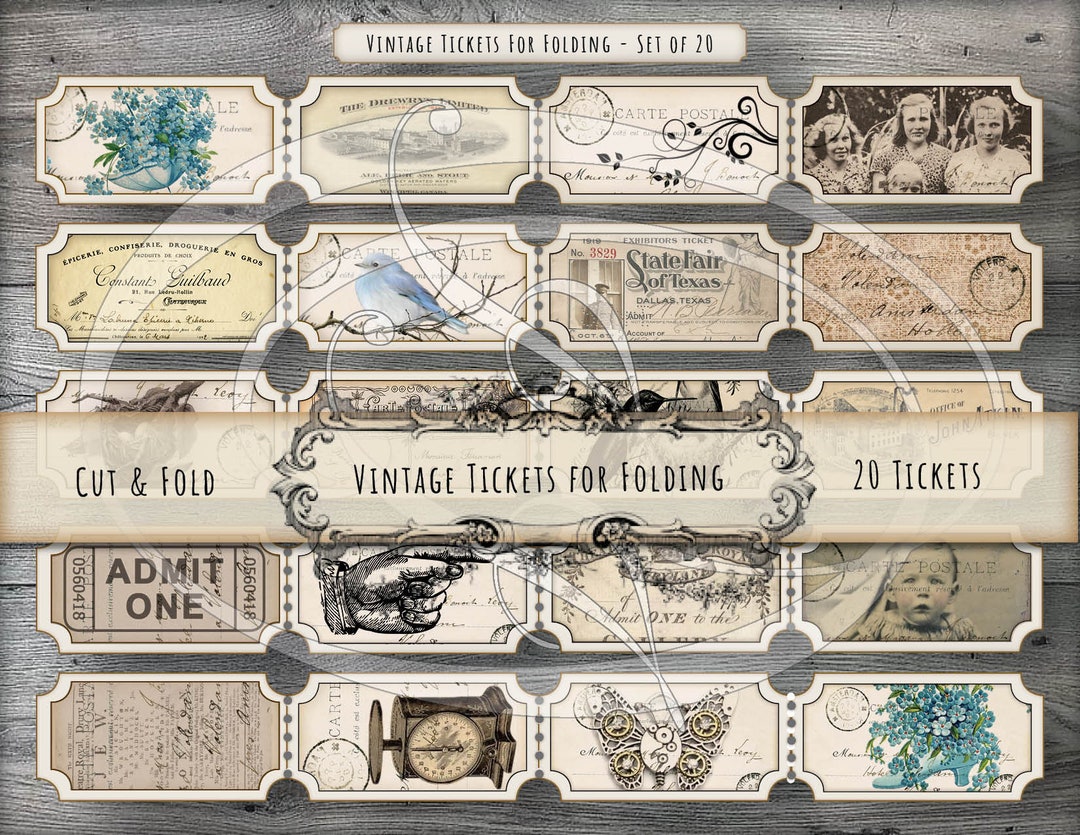 Tickets Vintage Style Printable Junk Journal Planners Travelers ...