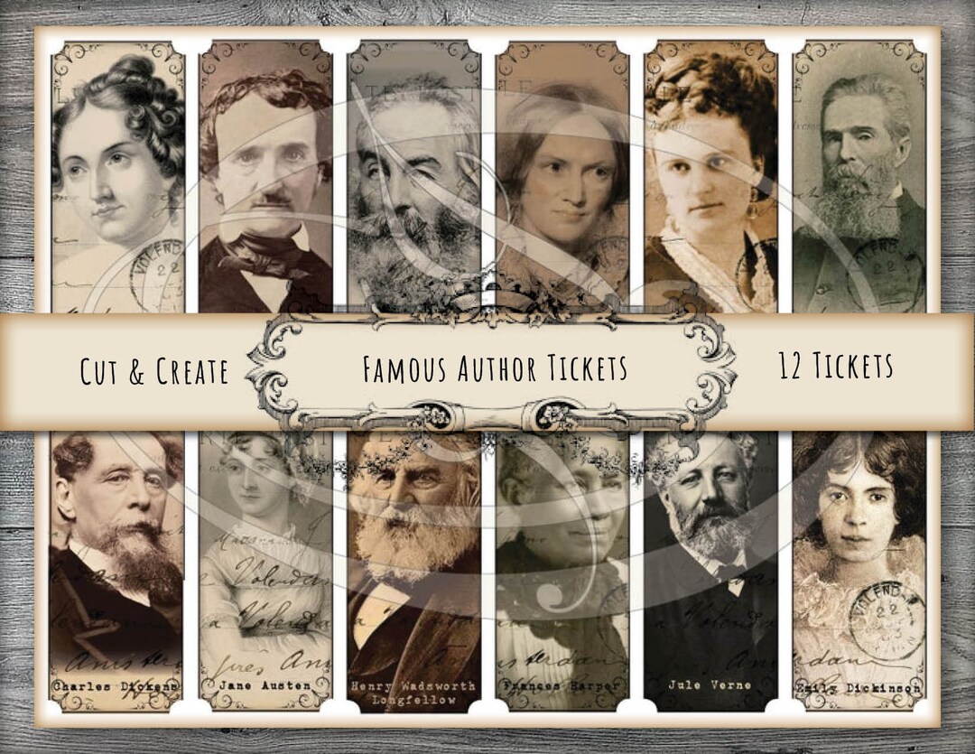 Famous Author Tickets 1 for Junk Journals Planners Travelers Notebooks ...