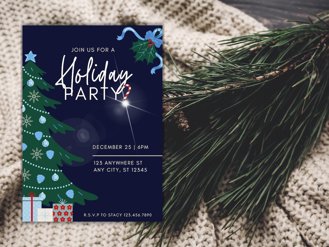 Festive Holiday Party Invitation Customizable & Printable - Etsy