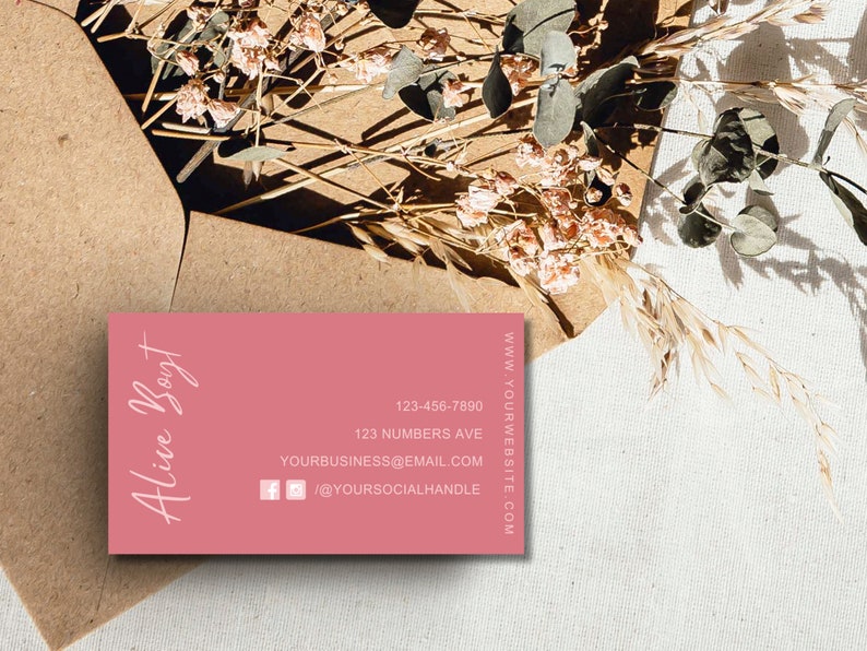Pink Editable Business Card Template | Instant Download | DIY Printable ...
