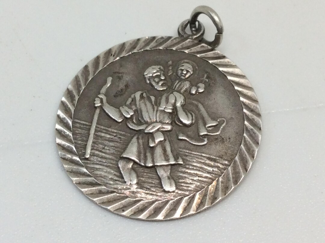 Vintage Sterling Silver Saint Christopher Pendant - 25mm in Diameter ...