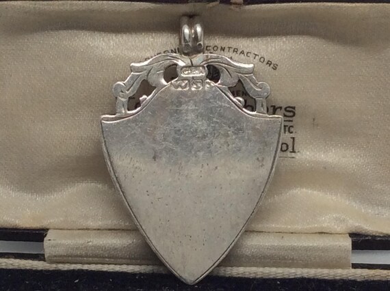 1920s Silver Fob Shield Design - Sterling Silver - Fr… - Gem