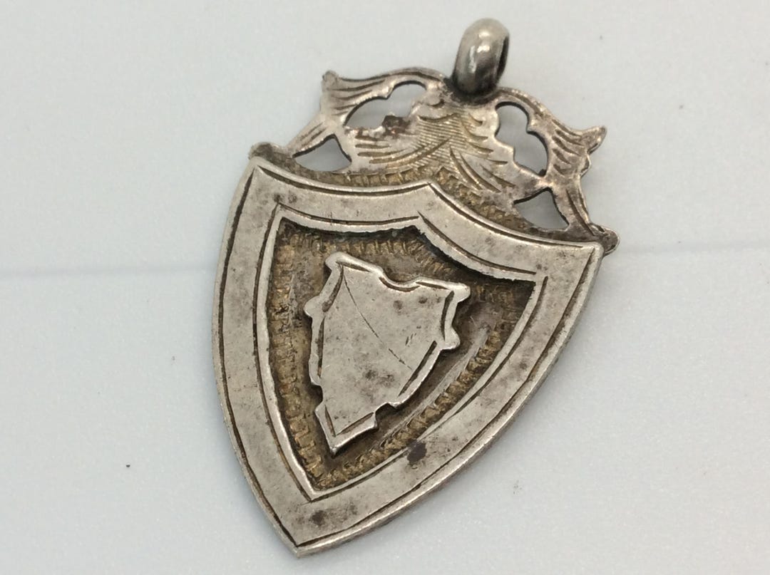 1940s Art Deco Hallmarked Silver Fob Medal. Shield Design Birmingham ...