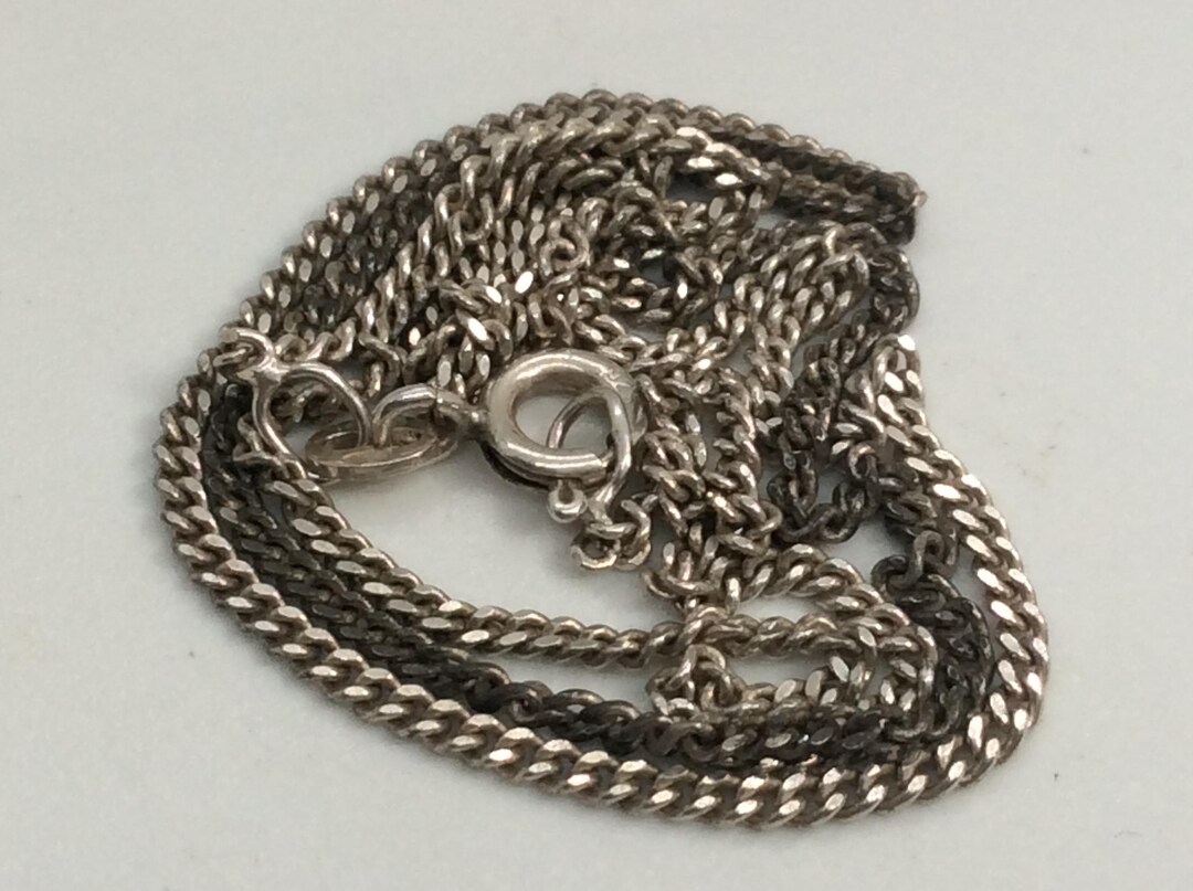 1990s 925 THIN Sterling Silver Chain for Pendant / Necklace - 17 Inches ...
