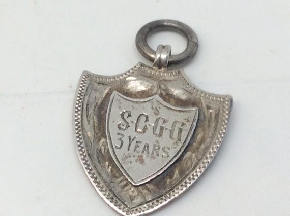 1911 Hallmarked Silver Fob Shield Design - Sterling S… - Gem