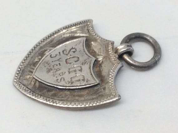 1911 Hallmarked Silver Fob Shield Design - Sterling S… - Gem