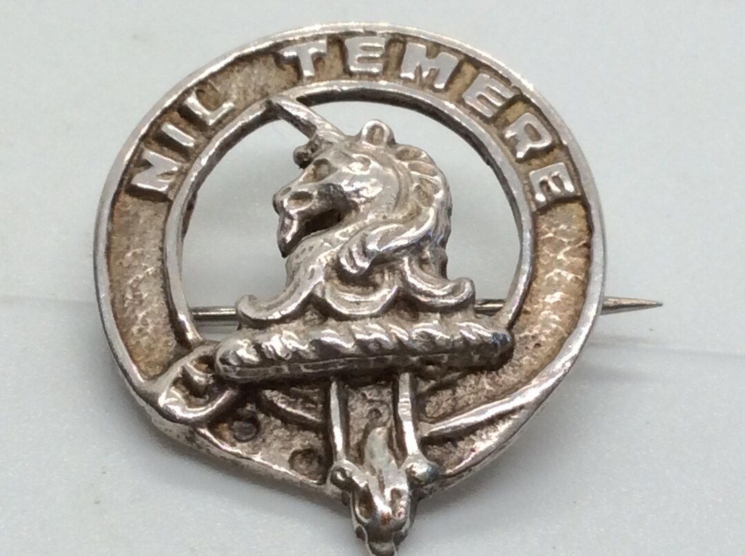 Small Vintage Scottish Silver Clan Badge / Brooch - RAMSAY Clan ...