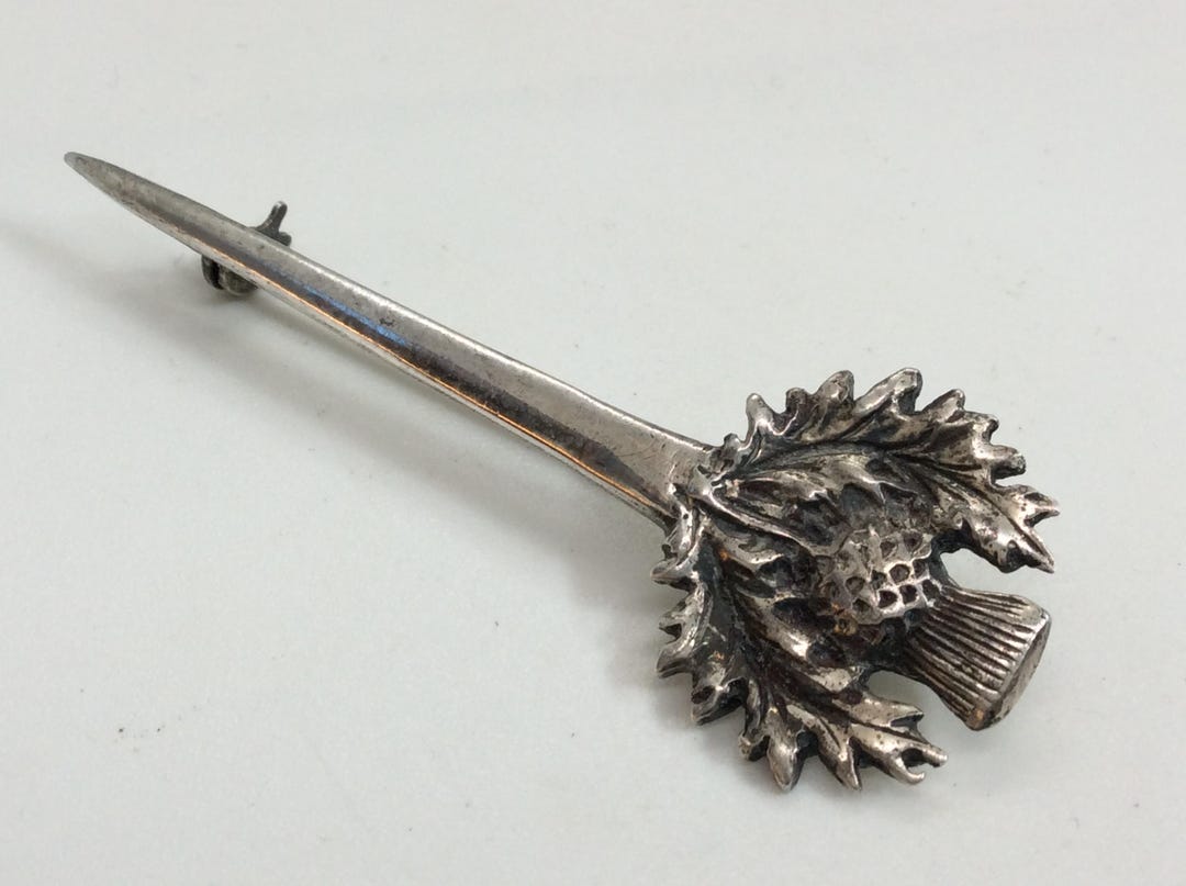 Vintage Celtic Sterling Silver Kilt Pin / Brooch - Thistle Sword Brooch ...