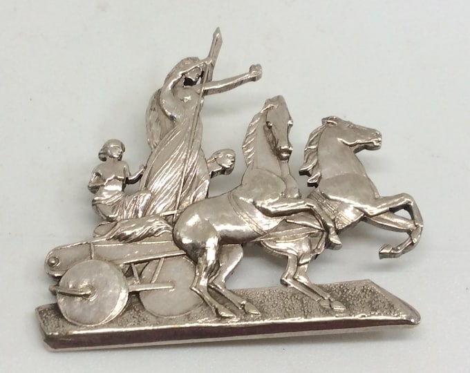 Vintage Silver Tone Boudica on Her Chariot Brooch - Suffragette ...